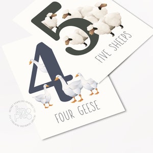 Flashcards for Learning Numbers to 10 With Domestic Animals: Farmyard ...