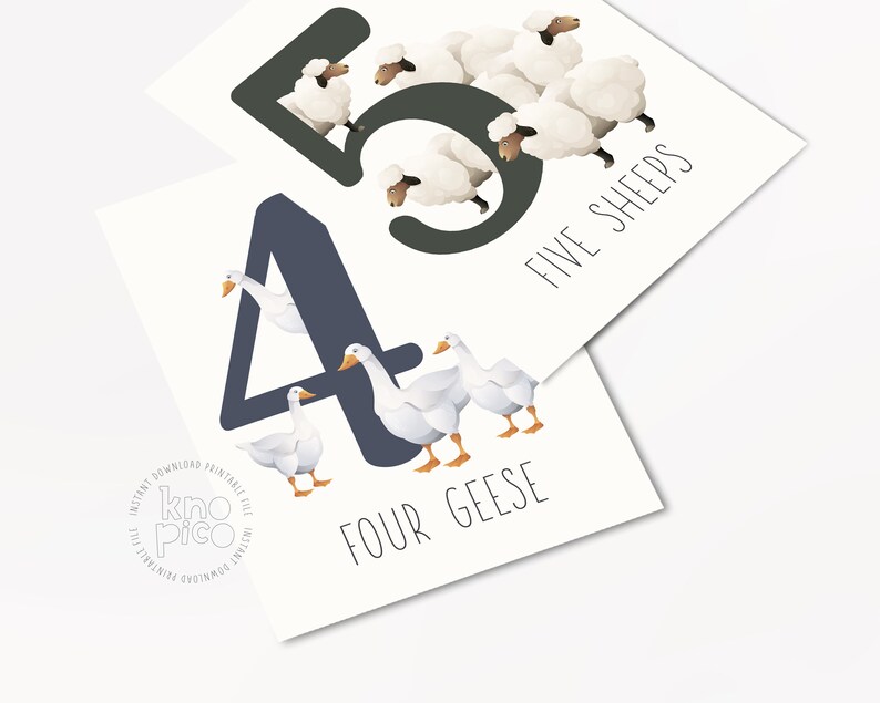 Flashcards for Learning Numbers to 10 With Domestic Animals: Farmyard ...