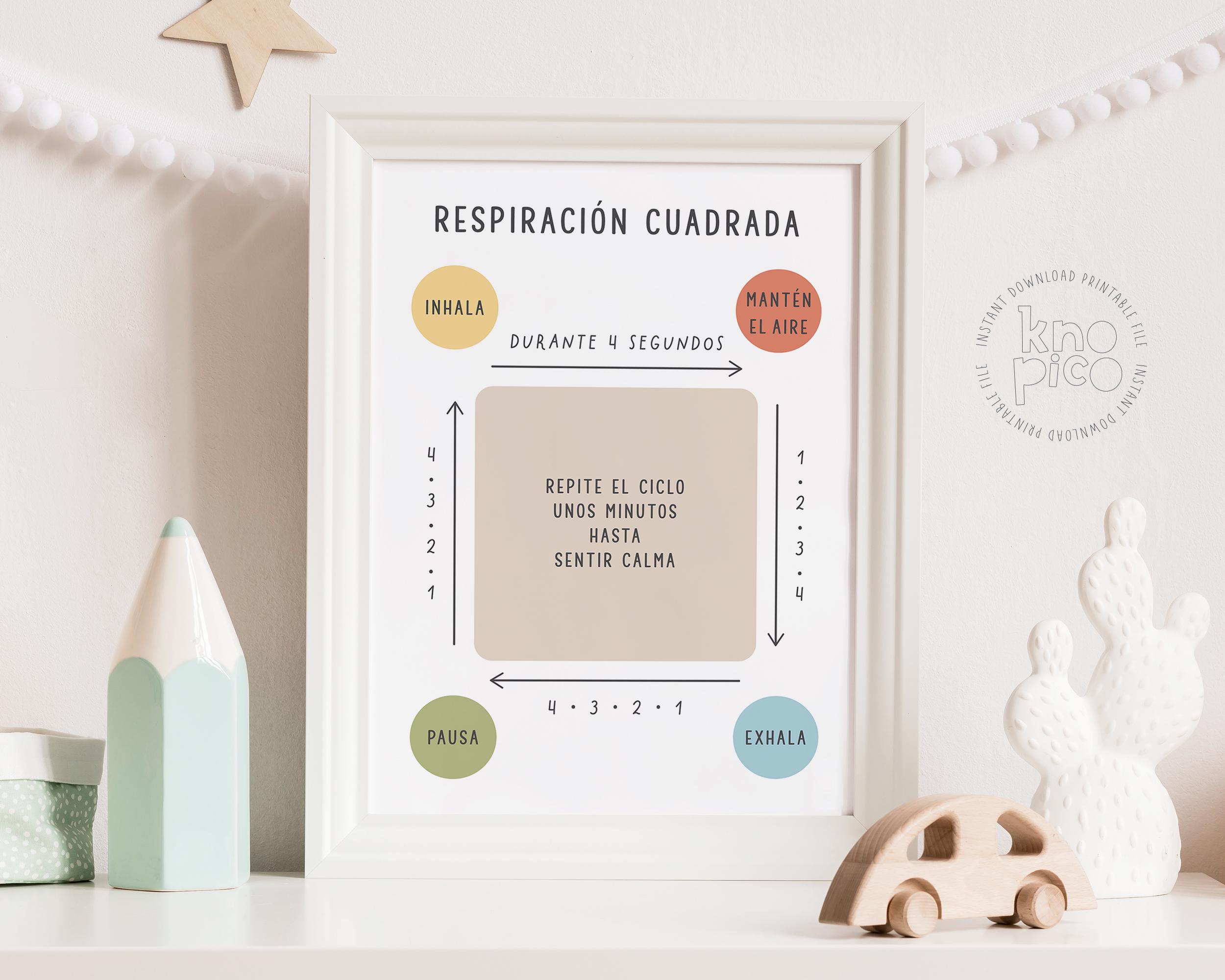 Spanish Mental Health Poster for Emotional Wellbeing | Square Breathing ...
