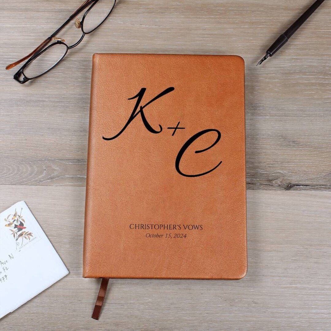 Custom Partner and Couple Leather Wedding Vow Journal Personalized With ...