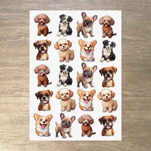 Cute Puppy Printable Stickers, Print and Cut Dog Stickers, 6 Various ...