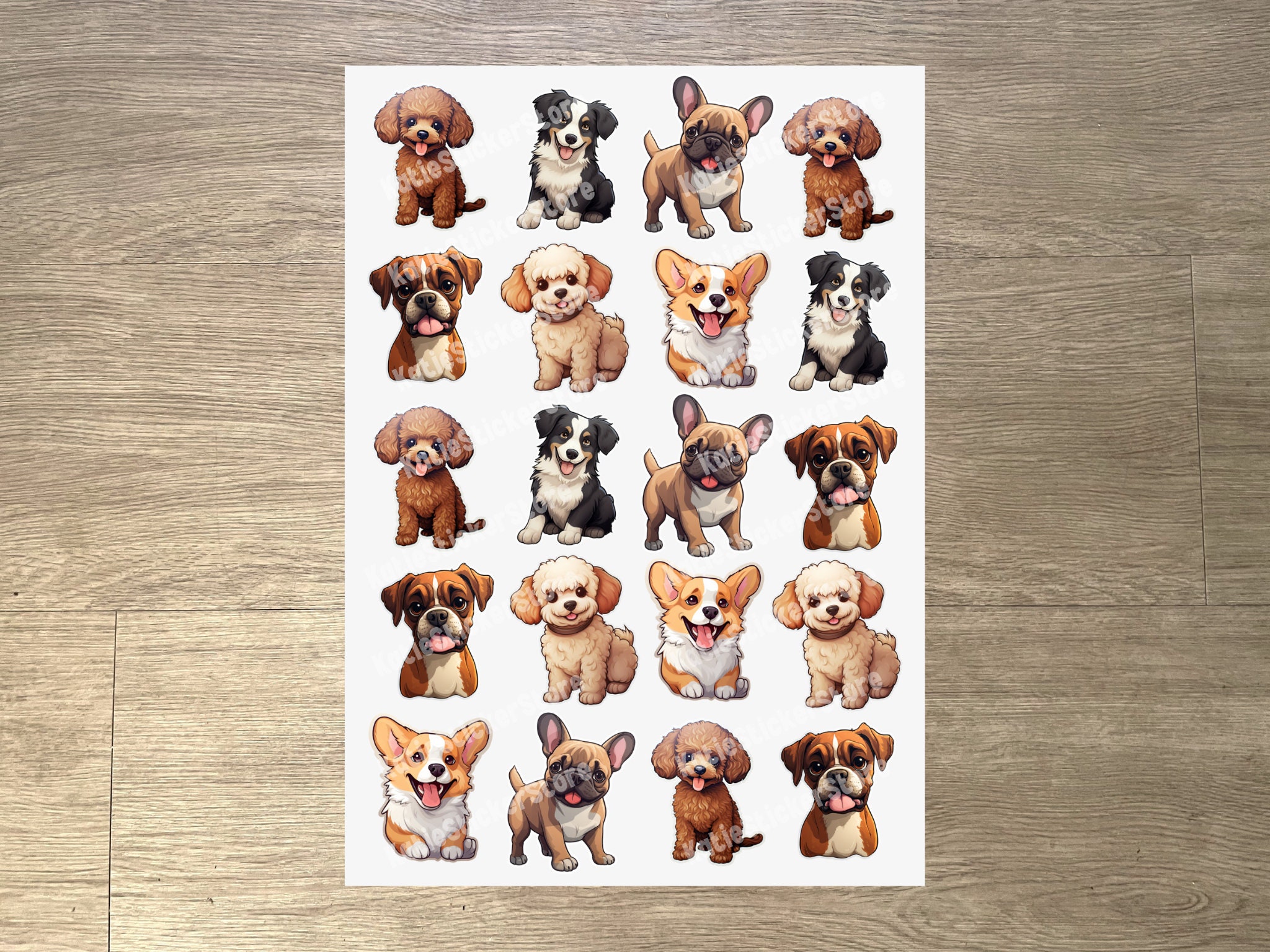 Cute Puppy Printable Stickers, Print and Cut Dog Stickers, 6 Various ...