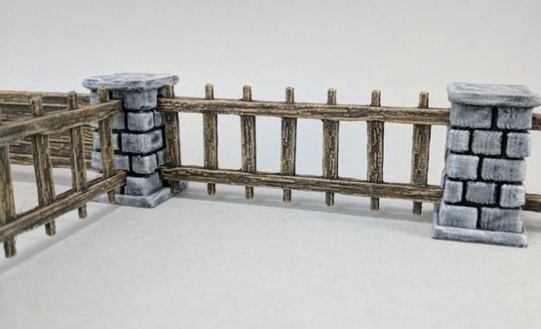 Modular Stone and Wood Fence Set 28mm Fantasy Scatter Terrain RPG ...