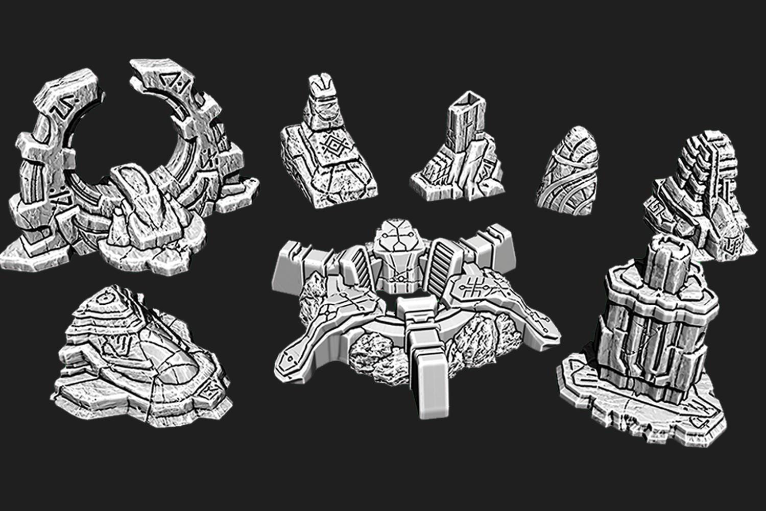 Elder Sci-fi Artifacts Set Ignis Quadrant Terrain With 2 Portals and 6 ...