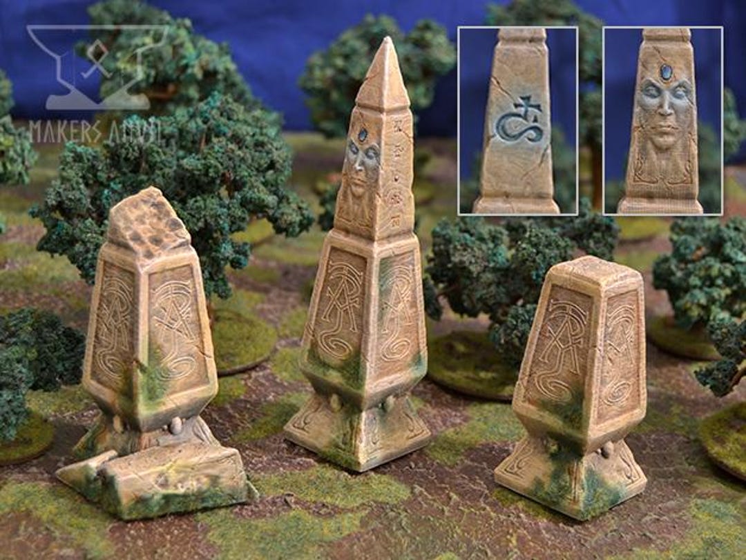 High Elves Waystone Set Intact and Weathered Stones Fantasy Scatter ...
