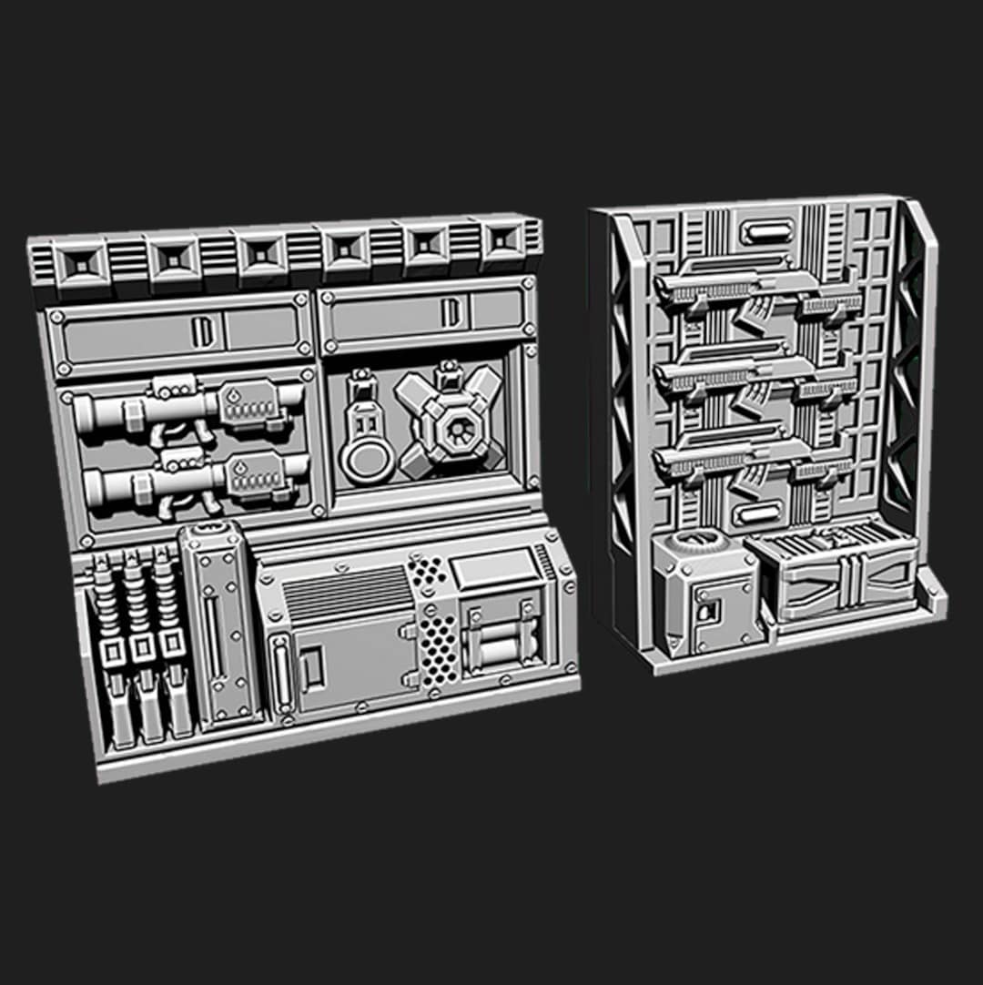 2x Weapons Rack Armory Set Ignis Quadrant Sci-fi Terrain for 28mm ...