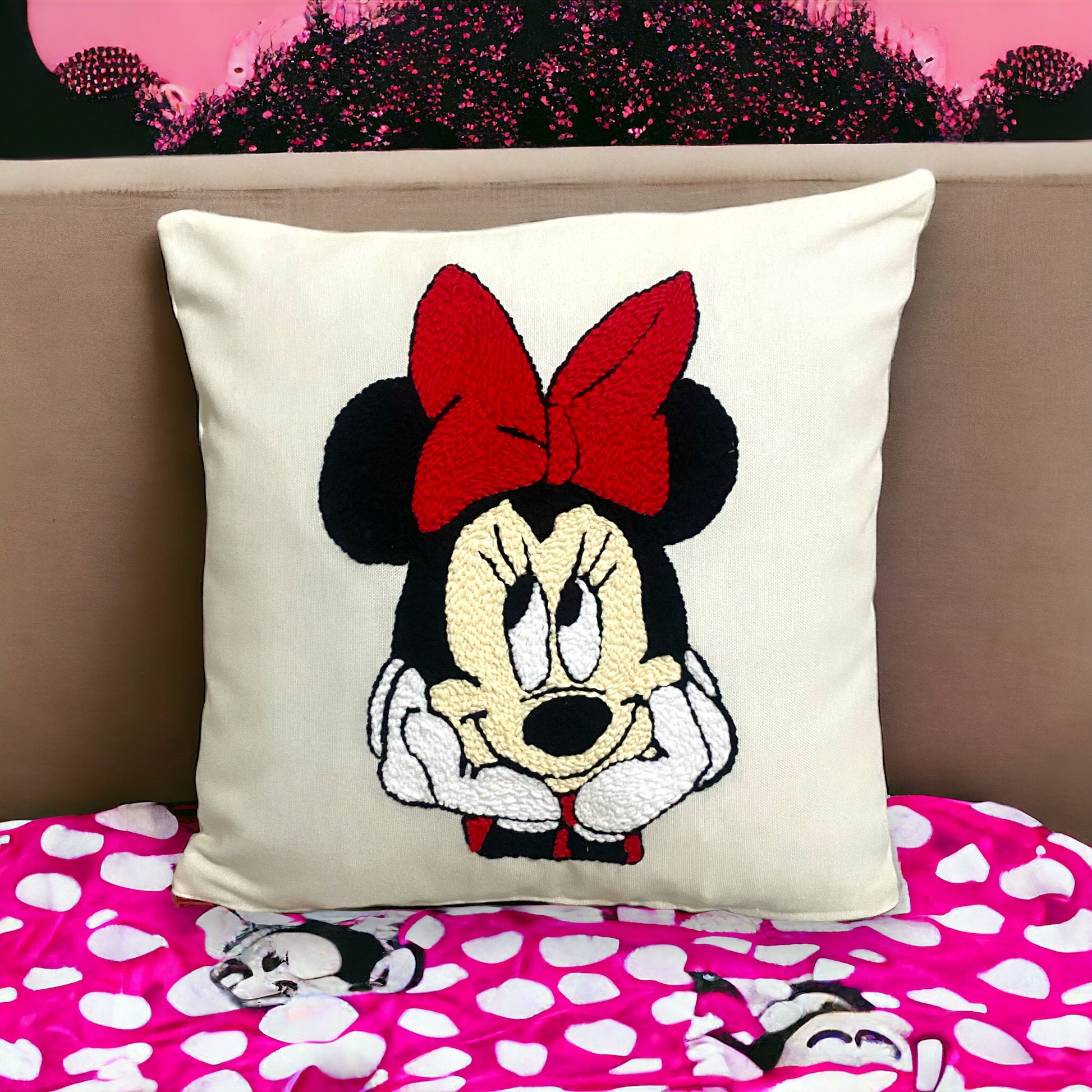 Mickey Minnie Mouse Pillowcase,hand Tufted Punch Needle Pillow Cover ...