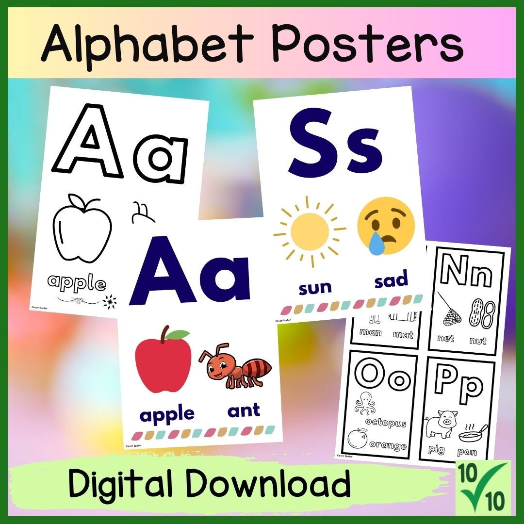 Alphabet Anchor Chart Posters in Colour and Black and White for ...