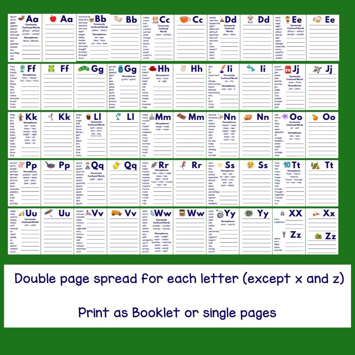 Personal Student Dictionary With Frequently Used Words Homophones and ...