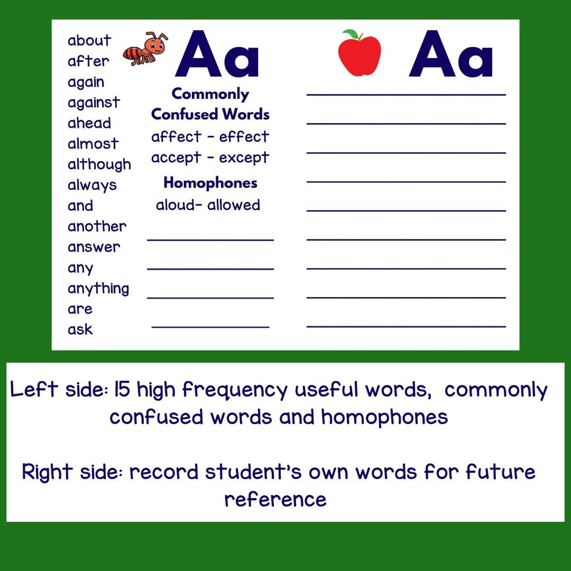 Personal Student Dictionary With Frequently Used Words Homophones and ...