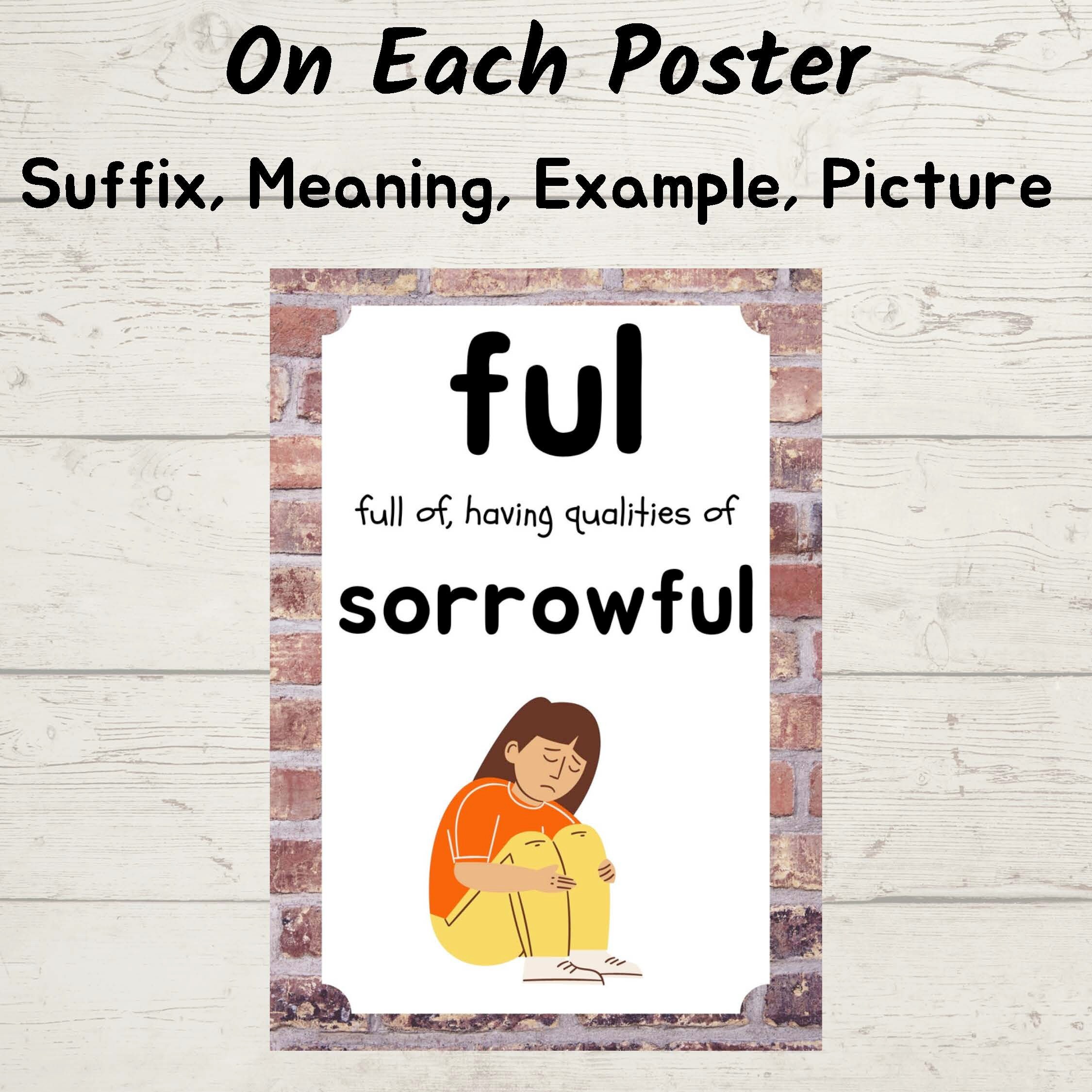 Suffix Posters 50 Grammar Anchor Charts for Classroom Decor and Word ...