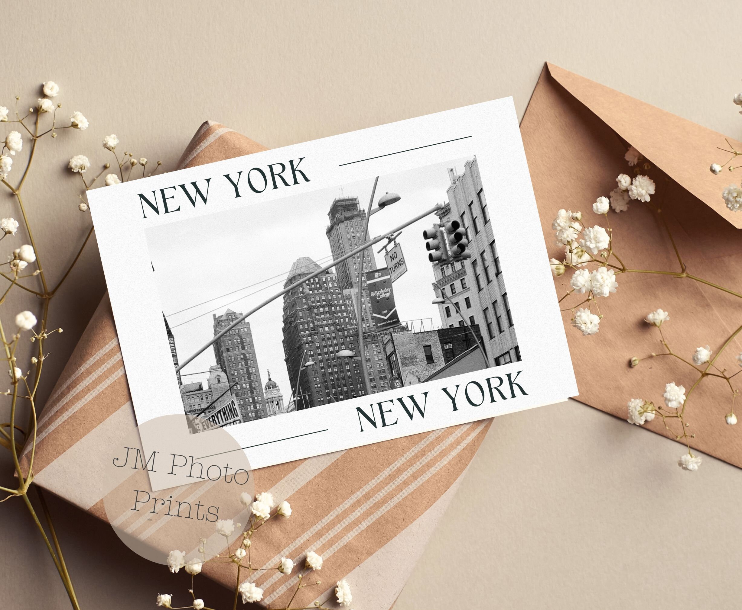 Set of 5 Printable New York City Postcards, Black and White Film Photo ...