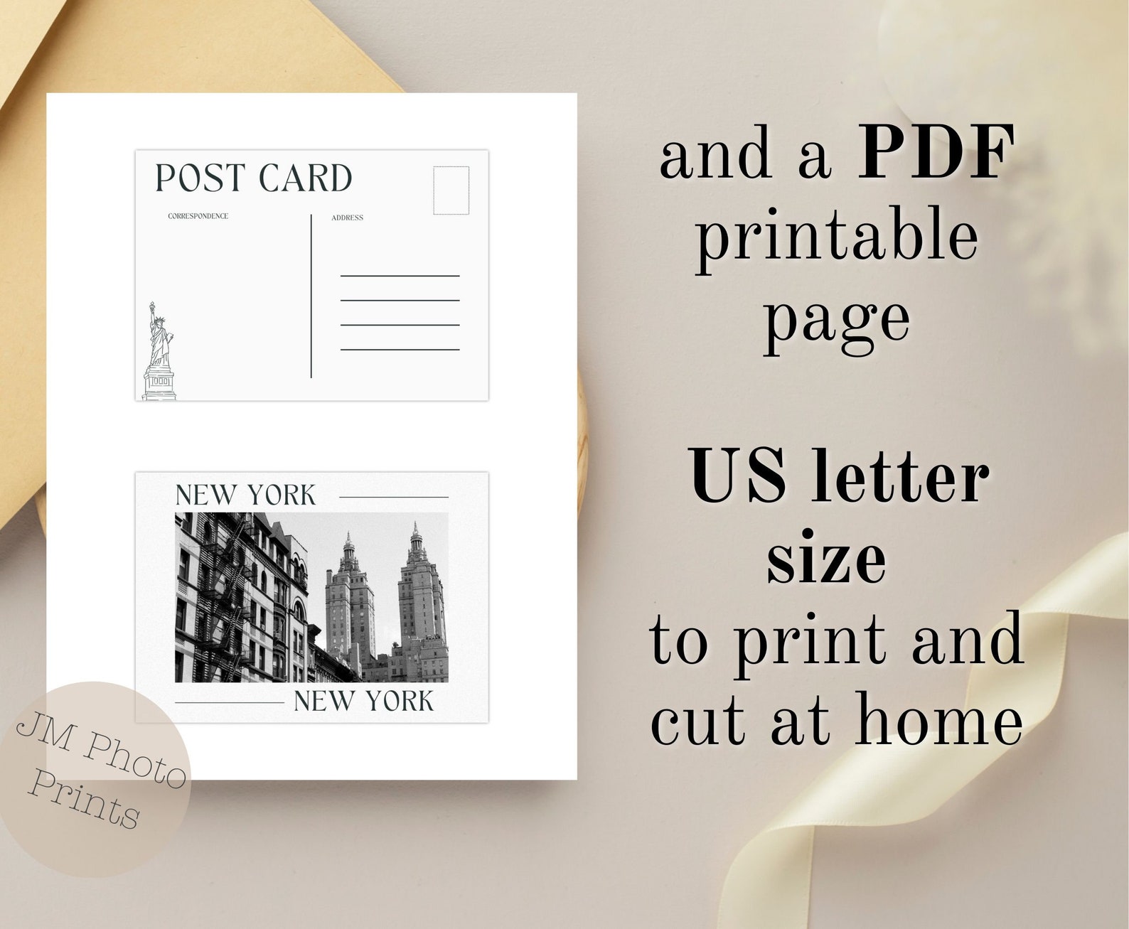 Set of 5 Printable New York City Postcards, Black and White Film Photo ...