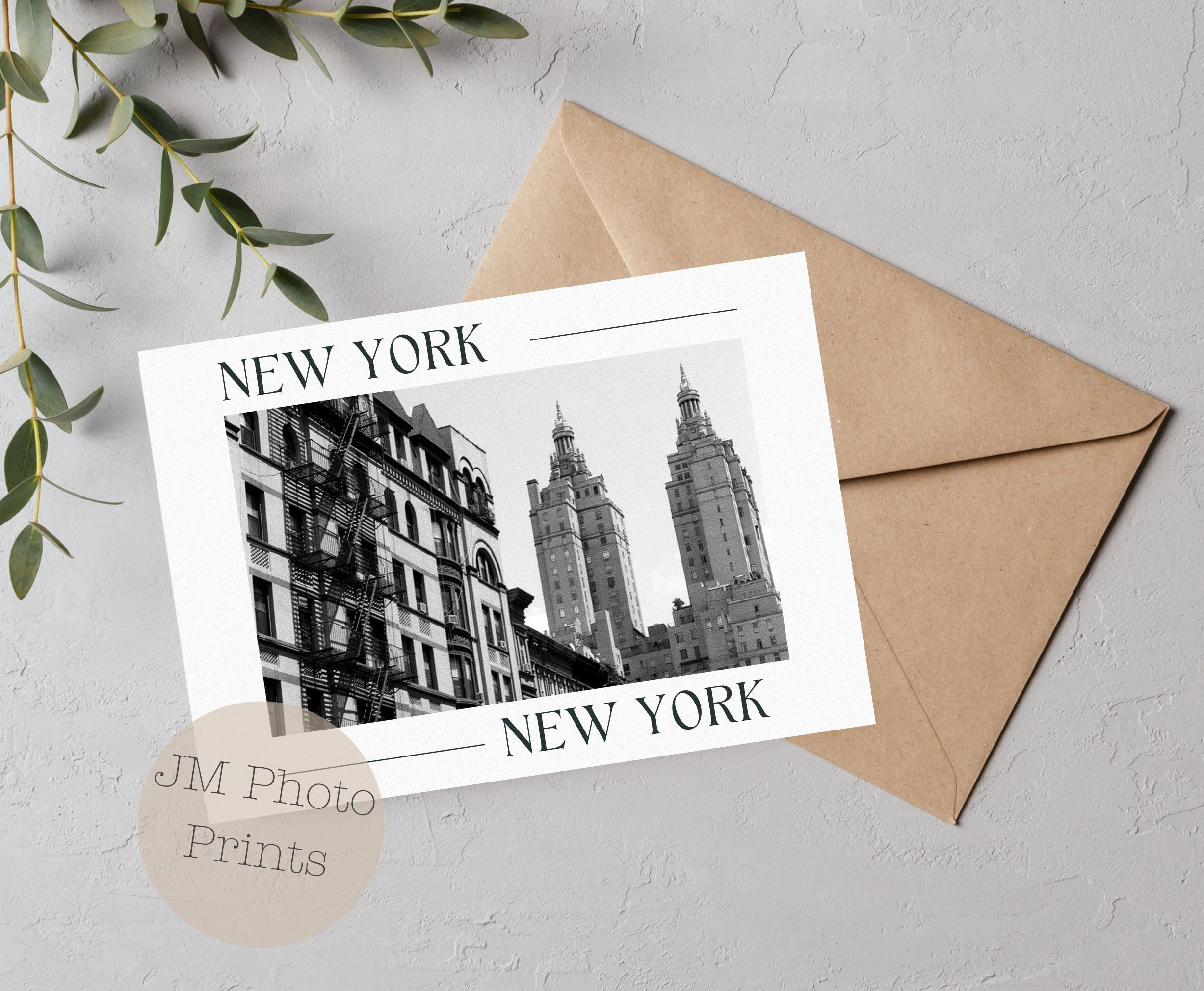 Set of 5 Printable New York City Postcards, Black and White Film Photo ...