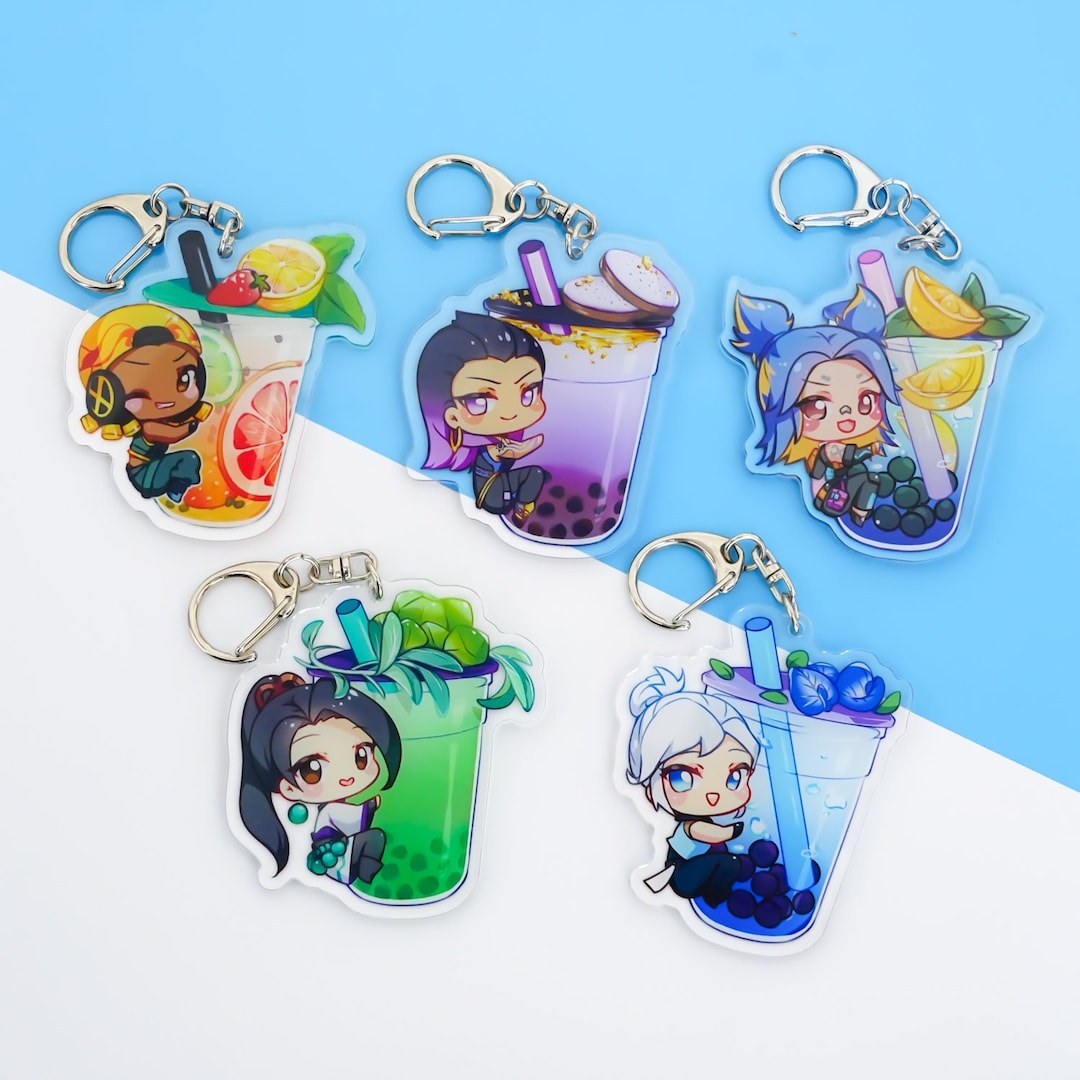 Acrylic Keychain VALORANT BUBBLE TEA - Viper Sage Jett Reyna Raze Neon ...