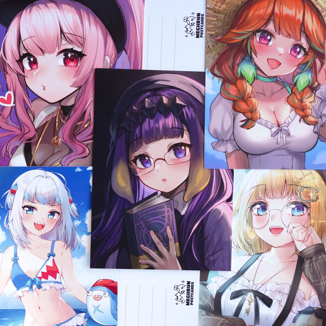 Holomyth Hololive Myth - A5 and A6 Postcard Sizes | Gawr Gura Ninomae Ina'nis Mori Calliope ...