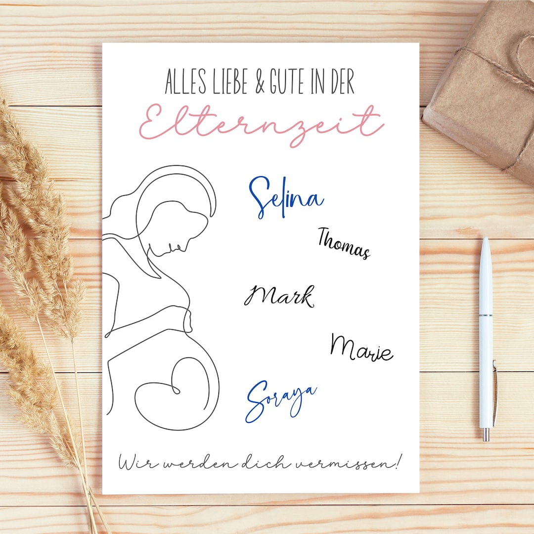 Abschied Kollegin Babypause Schwangerschaft Karte Mutterschutz ...