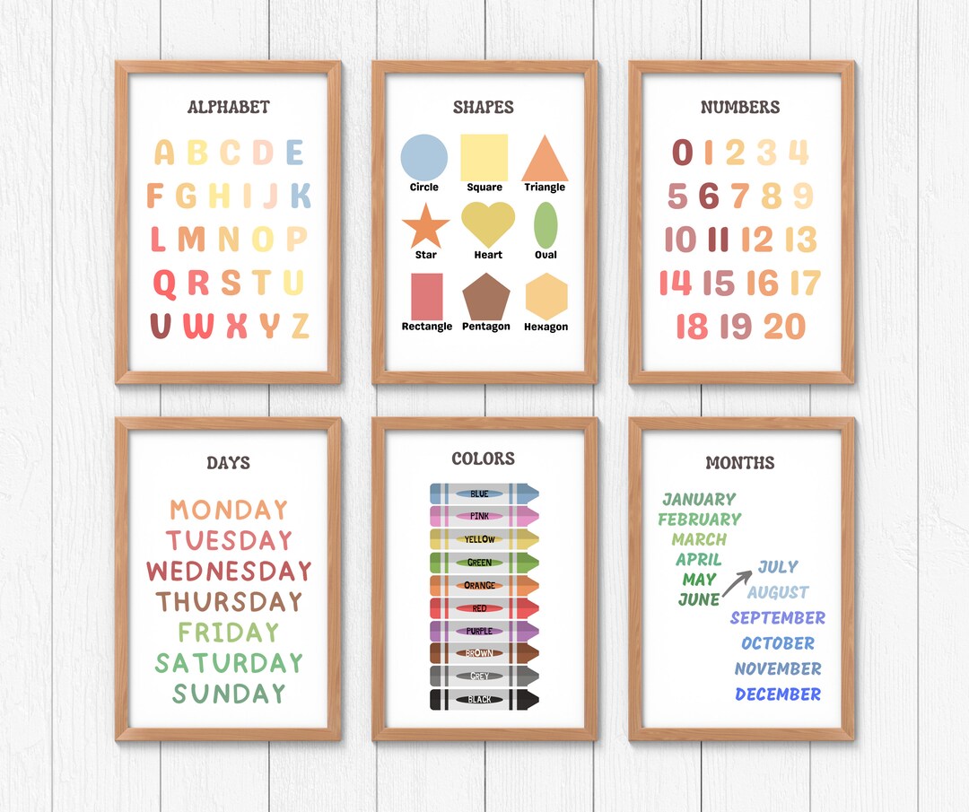 Neutral Alphabet Number Poster, Educational Posters, Nursery Prints ...