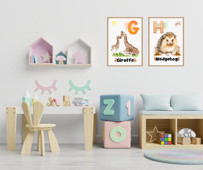 Animal Alphabet for Child Wall Art, Kids Bedroom Decor, Watercolor ...