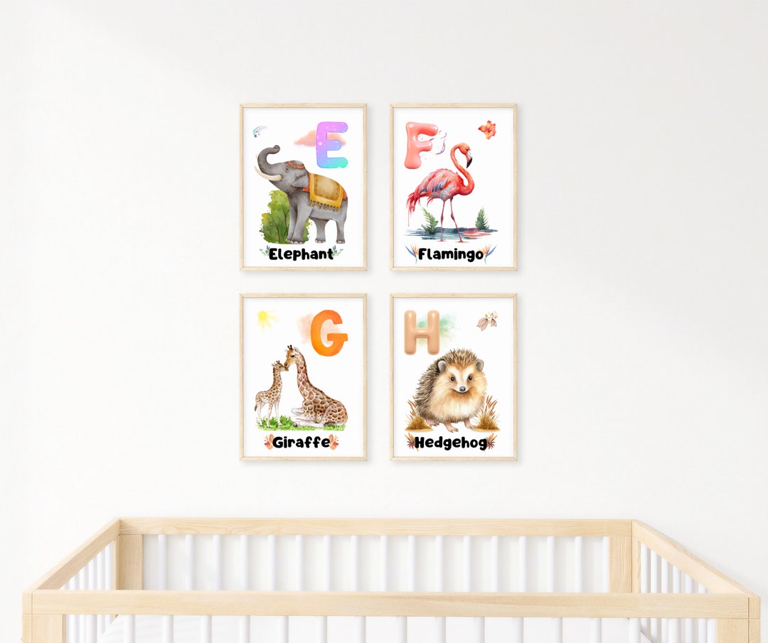 Animal Alphabet for Child Wall Art, Kids Bedroom Decor, Watercolor ...