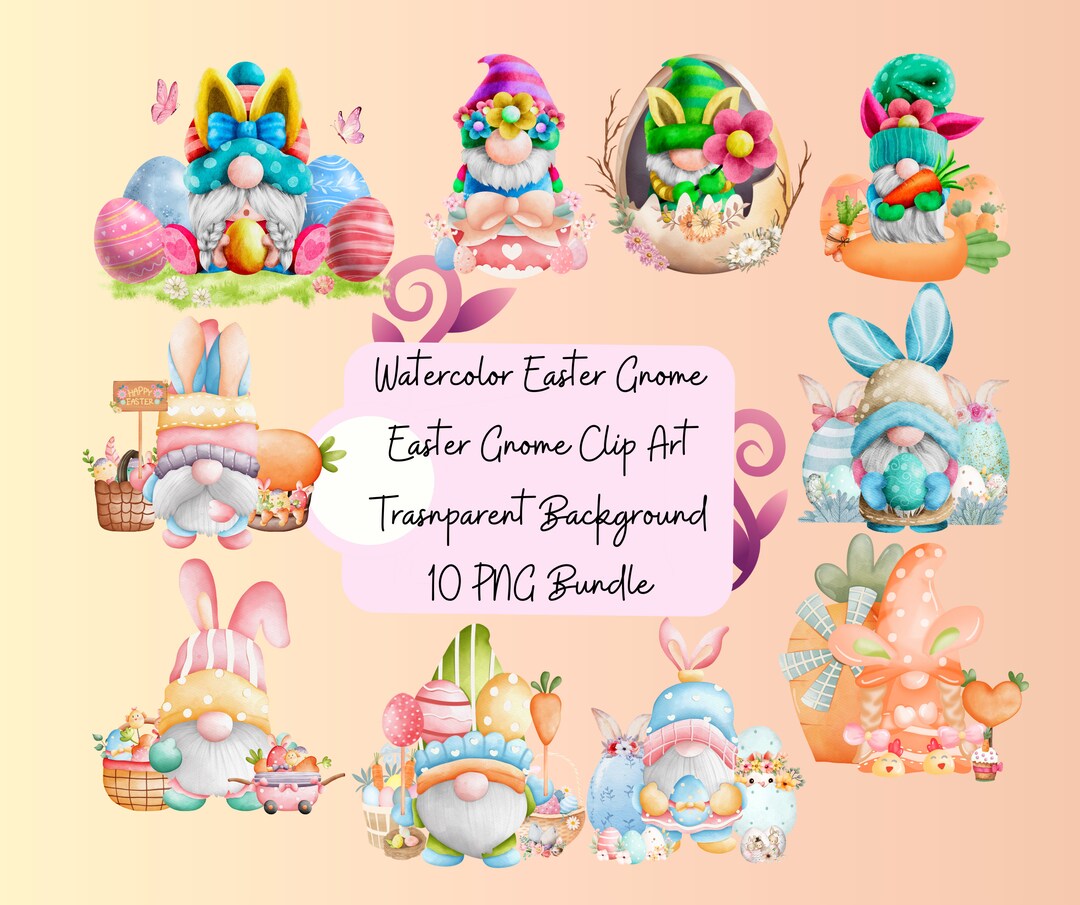 Watercolor Easter Gnome Clip Art, Happy Easter Day Gnome Clip Art ...