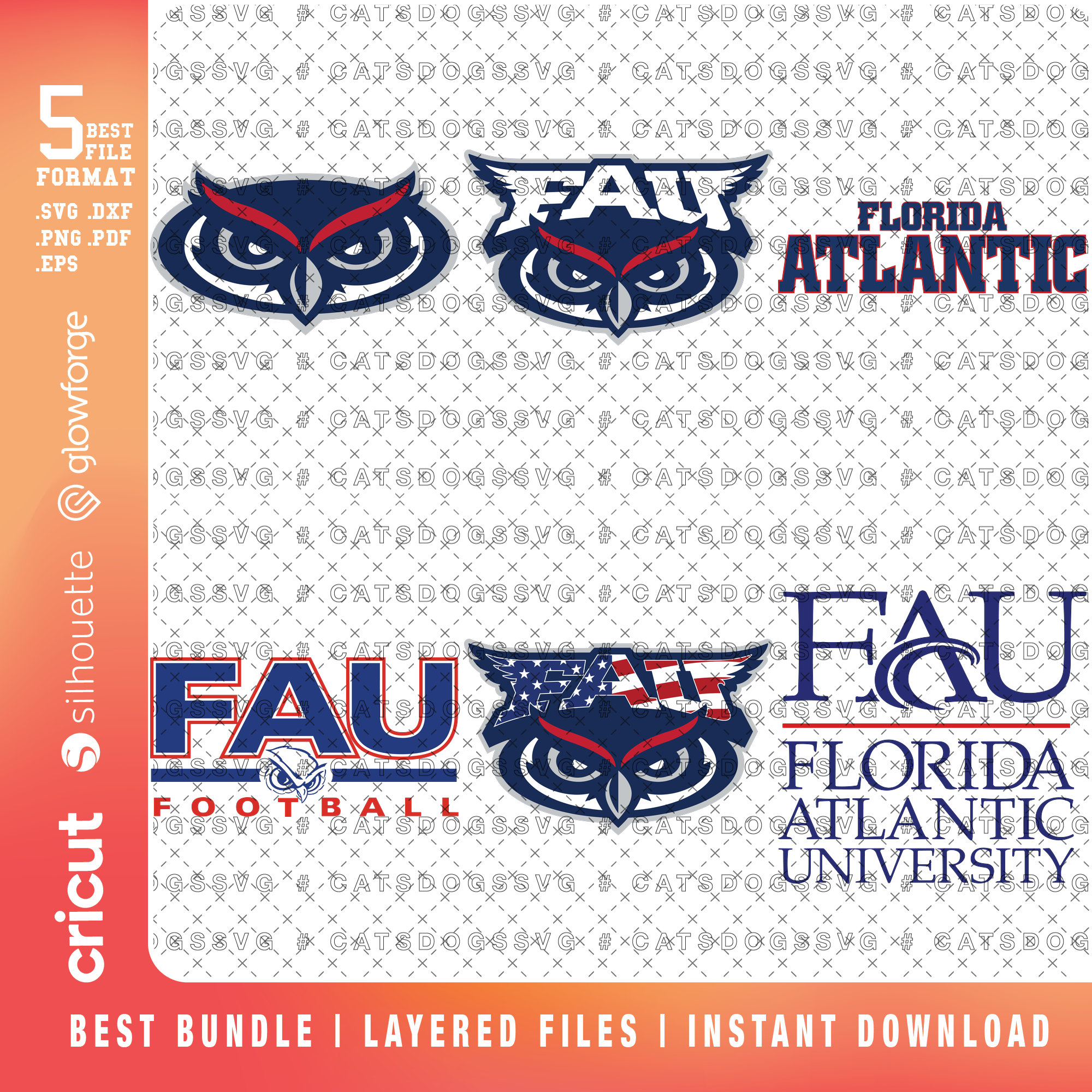 Uni Bundle 18 Florida Atlantic University SVG, Owls SVG, Athletics, Mom ...