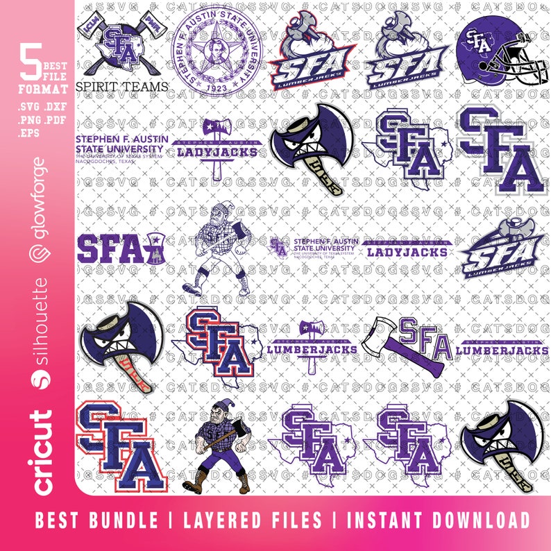 Uni Bundle 70 Lumberjacks SVG, Footballl Team, Basketball, College ...