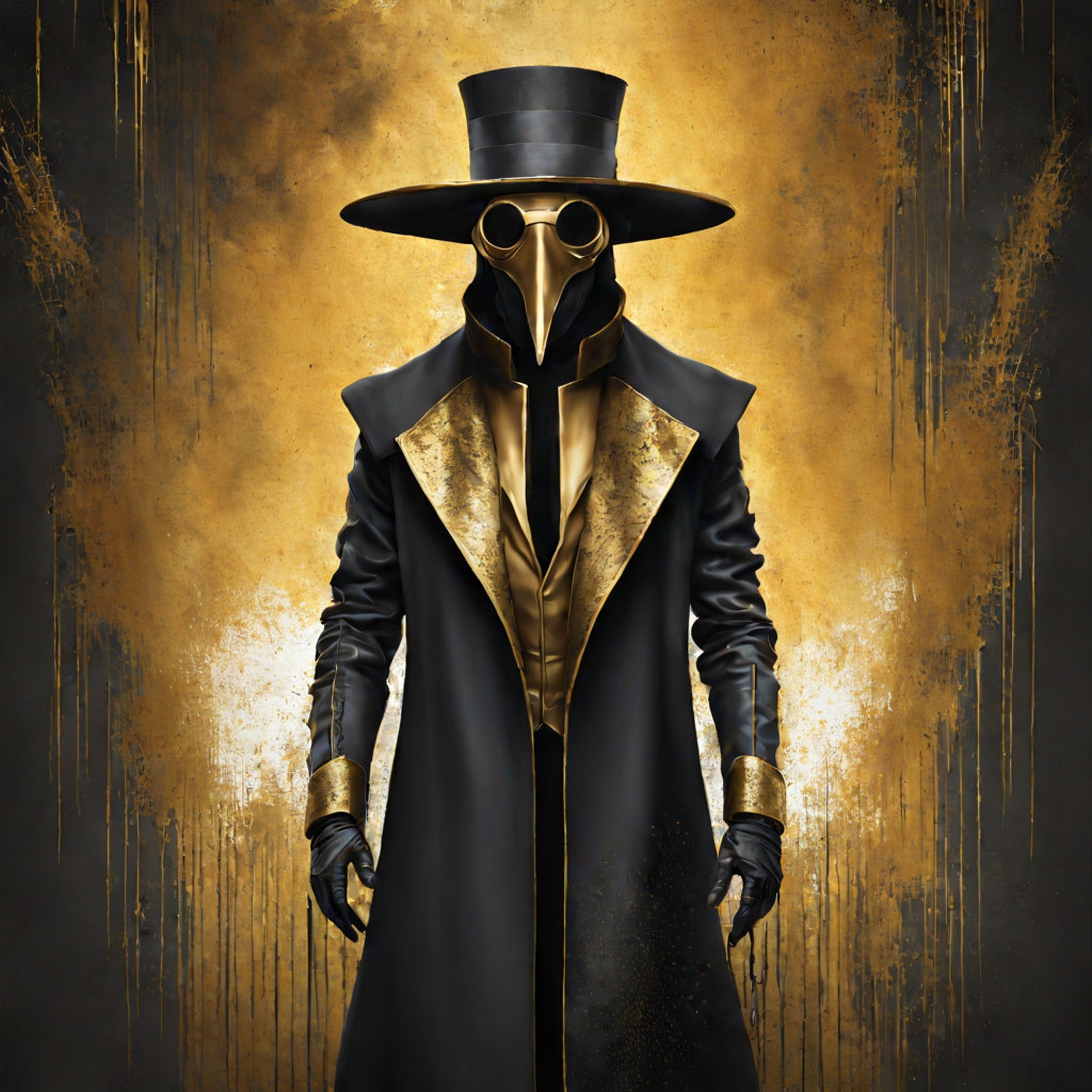 Modern Abstract Art Gold Plague Doctor Portrait, Digital Downloads - Etsy