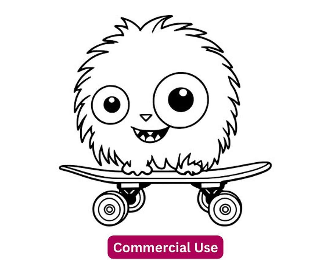Cute Fluffy Monsters Coloring Page Bundle, 32 Commercial Use Digital ...