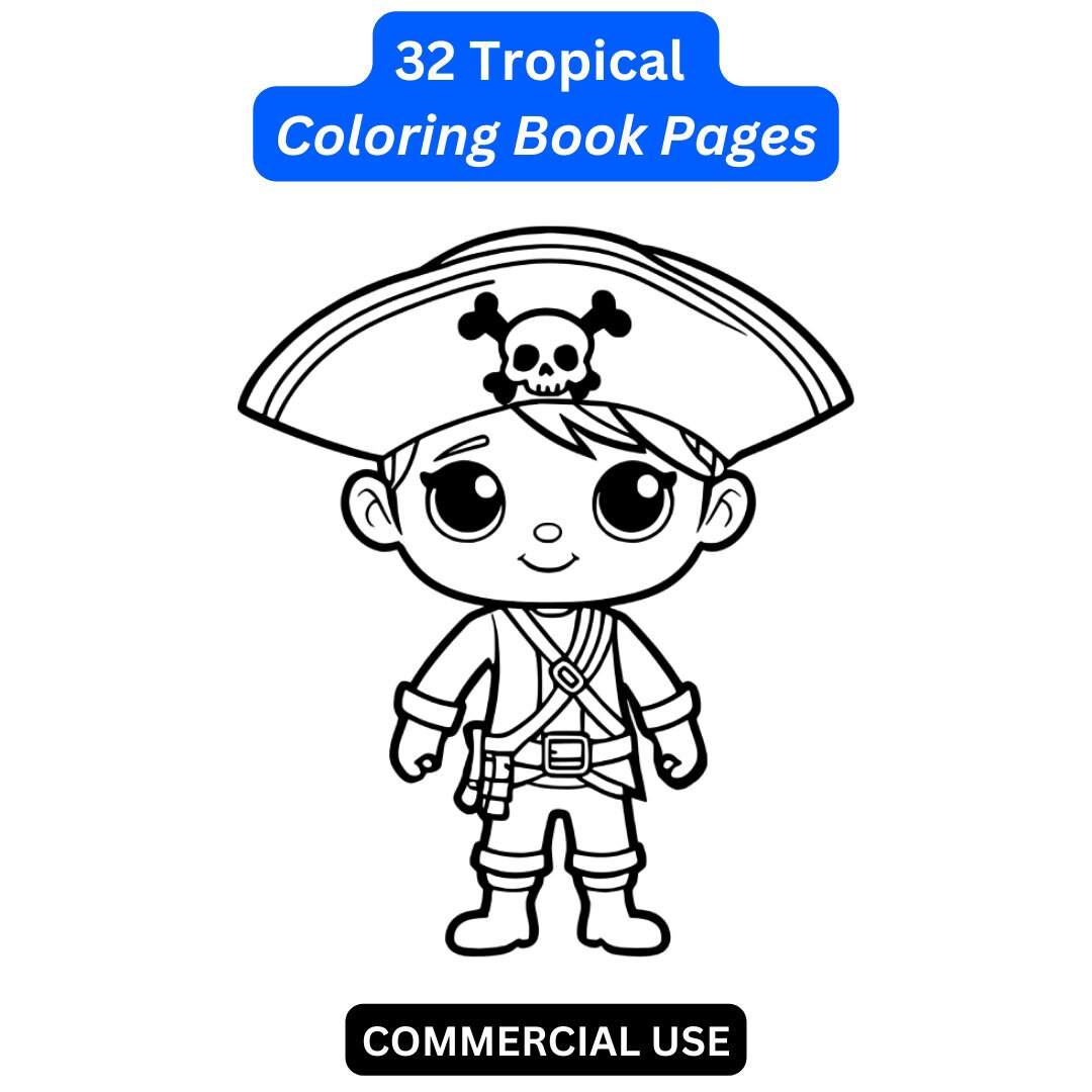 Tropical Coloring Book Pages for Kids 32 Printable PNG Digital ...