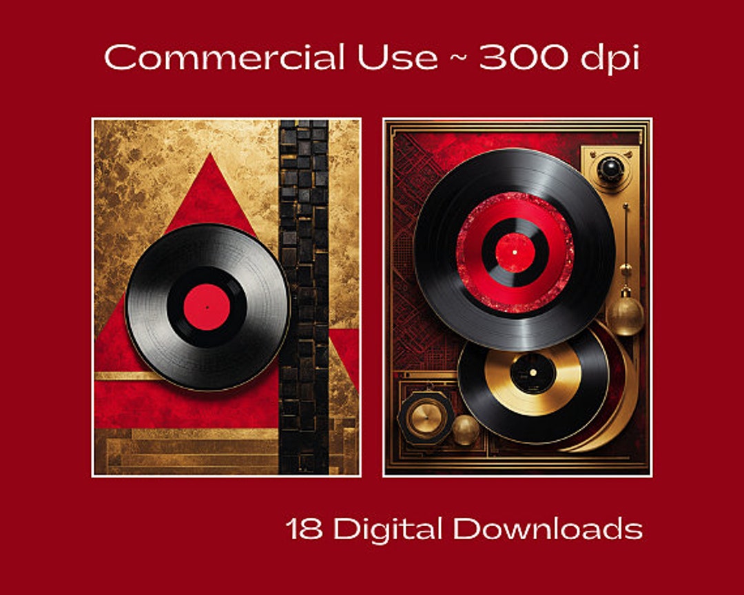Vinal Record, Party Art Bundle, Music Theme, 18 Commercial Use Digital ...