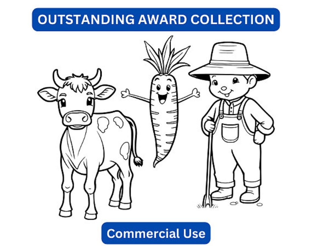 Farm Theme Coloring Page Bundle, 32 Commercial Use Digital Downloads ...