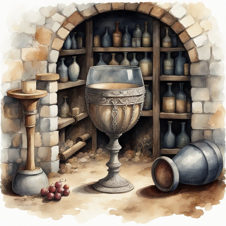 Medieval Watercolor Wine Goblet, 20 Commercial Use Digital Downloads - Etsy