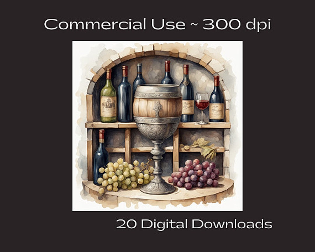 Medieval Wine Goblet Bundle, Pastel Watercolor, 20 Commercial Use ...