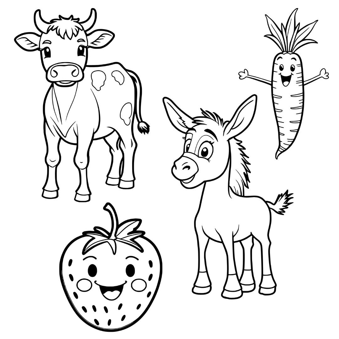 Farm Coloring Book Pages for Kids 32 Printable PNG Digital Downloads ...