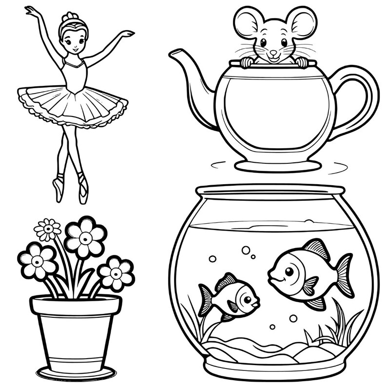 Mix & Match Bundle 1 Colouring Book Pages for Kids 32 Printable PNG ...