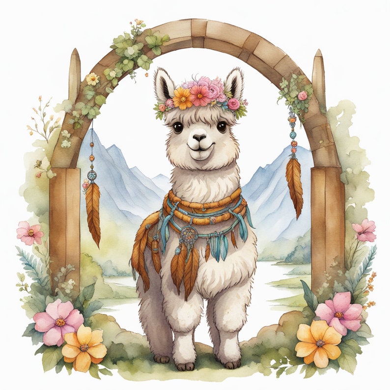 Hippie Alpaca, Pastel Watercolor Bundle, 36 Commercial Use Digital Downloads - Etsy UK