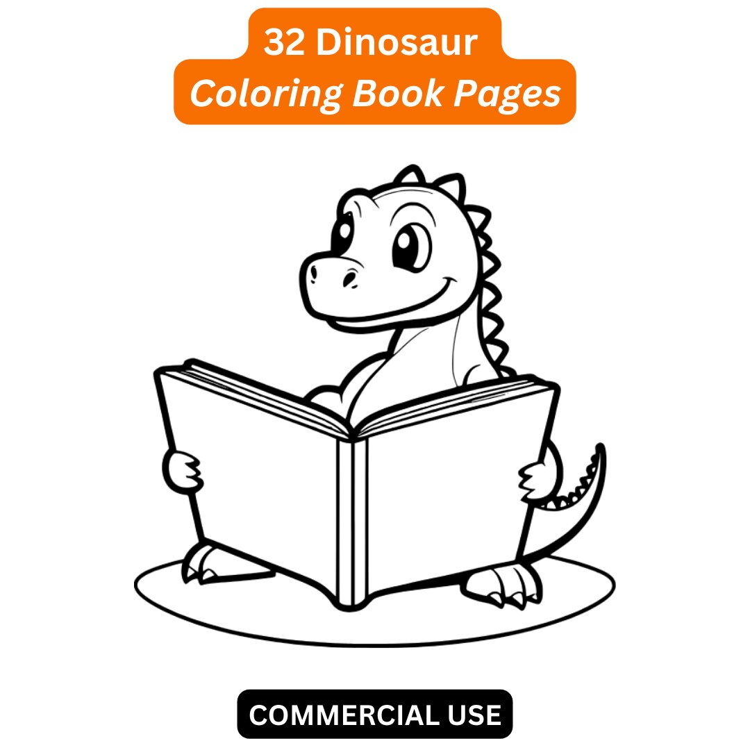 Dinosaur Coloring Book Pages for Kids 32 Printable PNG Digital ...