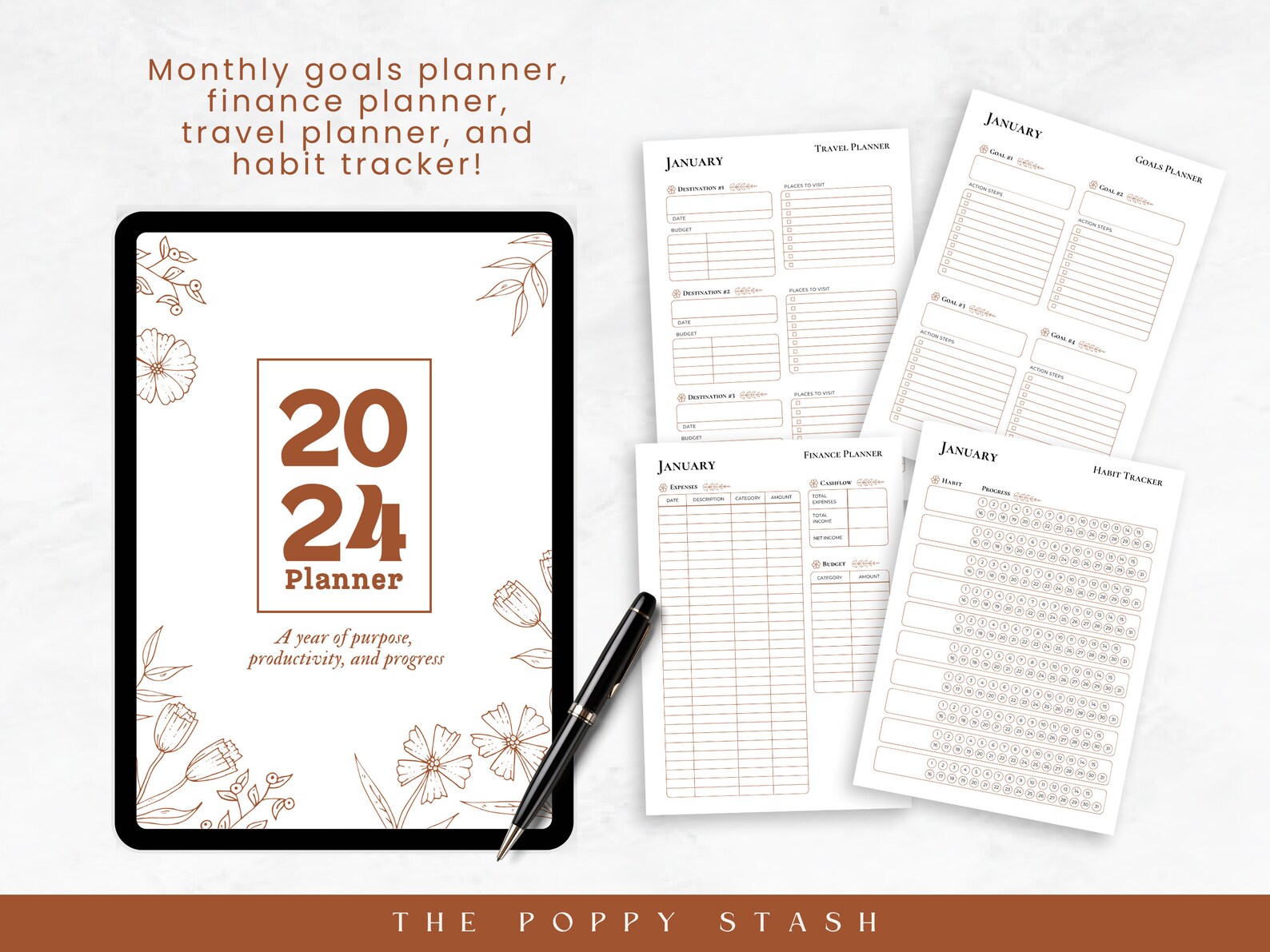 2024 Canva Planner 2024 Digital Planner Editable Canva Planner Template ...