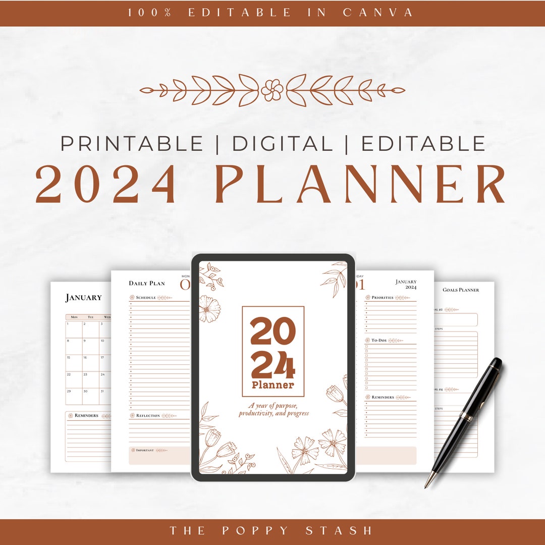 2024 Canva Planner 2024 Digital Planner Editable Canva Planner Template ...