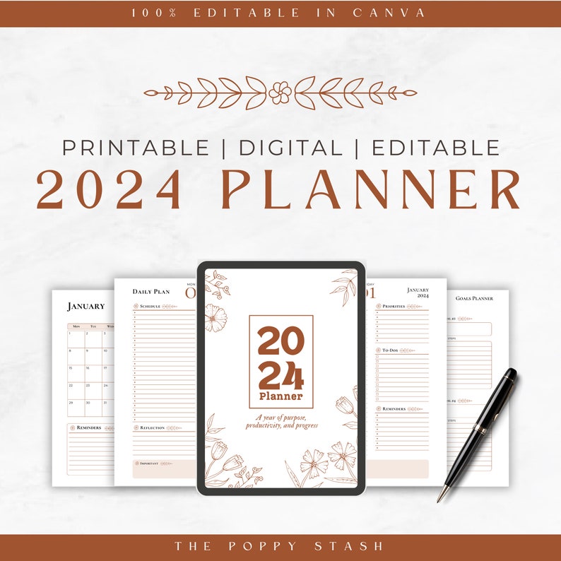 2024 Canva Planner 2024 Digital Planner Editable Canva Planner Template ...
