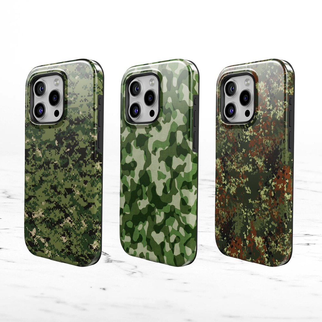 Camouflaged Army Phone Case Shield Cover for iPhone 15pro, 14, 13, 12 ...