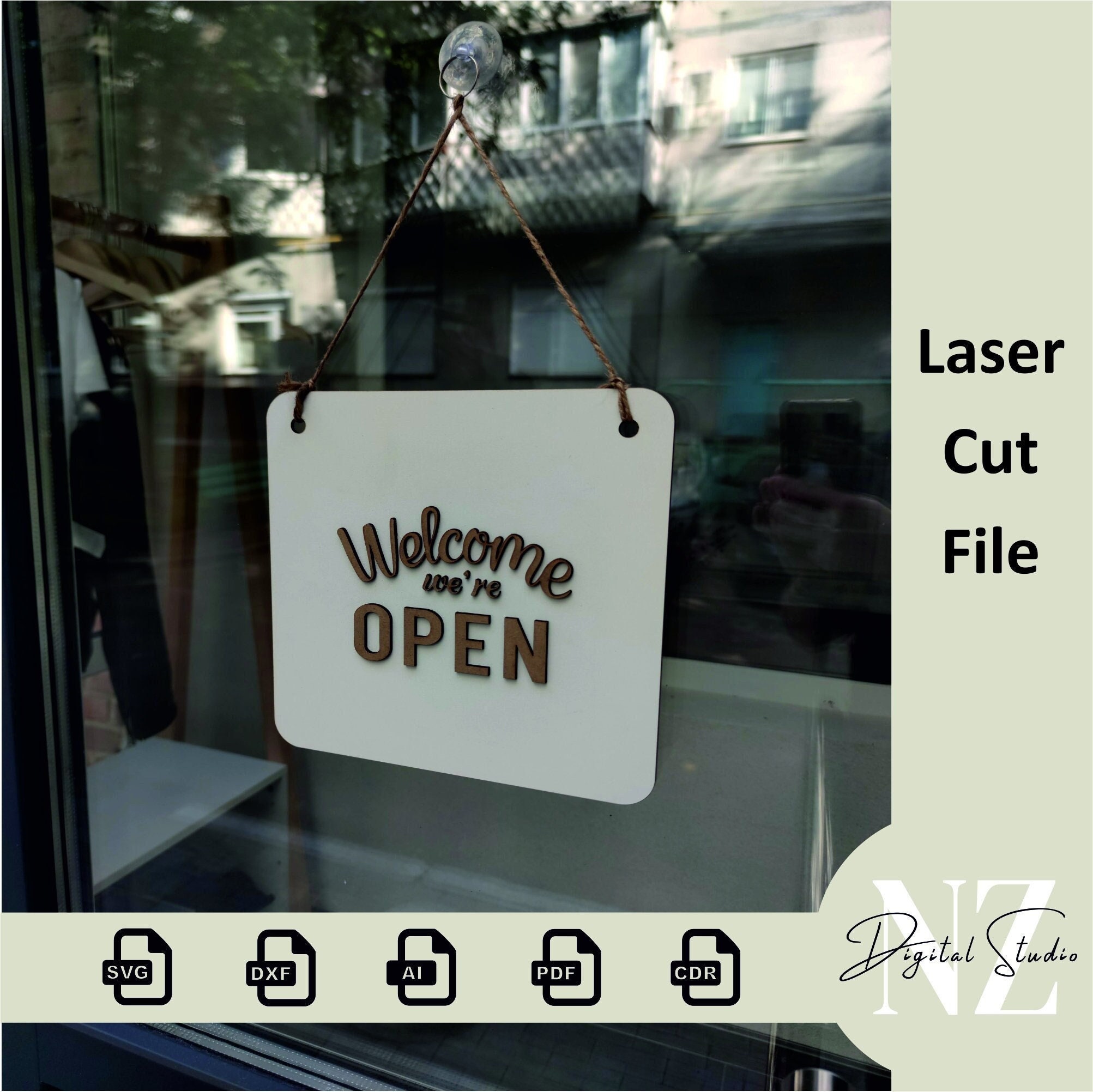 Digital File Laser Cut, SVG, DXF Open Closed Sign for Business ...