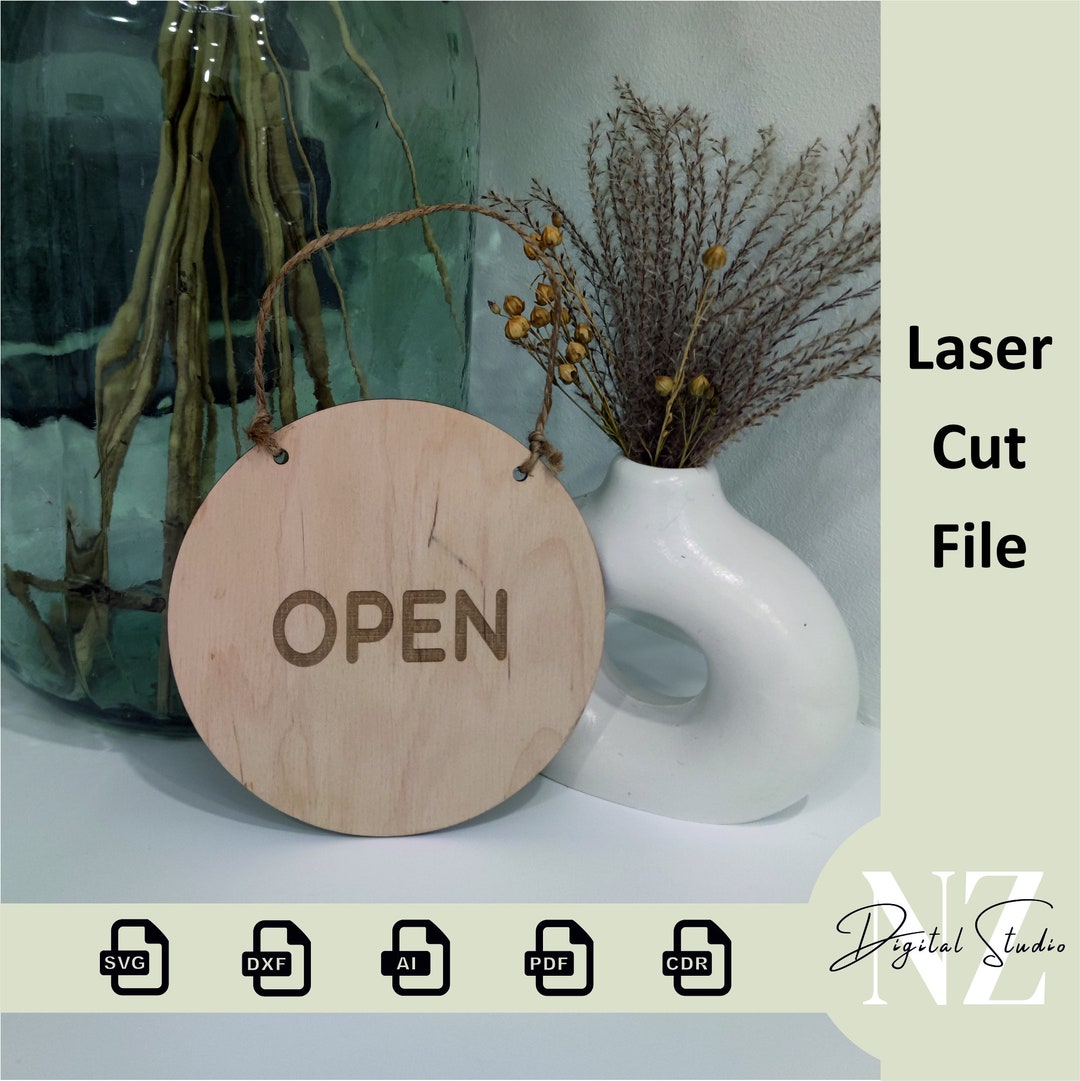 Digital File Laser Cut, SVG, DXF Open Closed Sign for Business ...