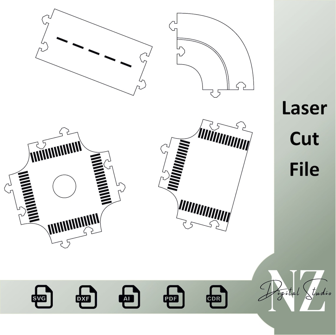 Vector File Auto Track Wooden Road Track Wood Game Wooden Toys Laser ...