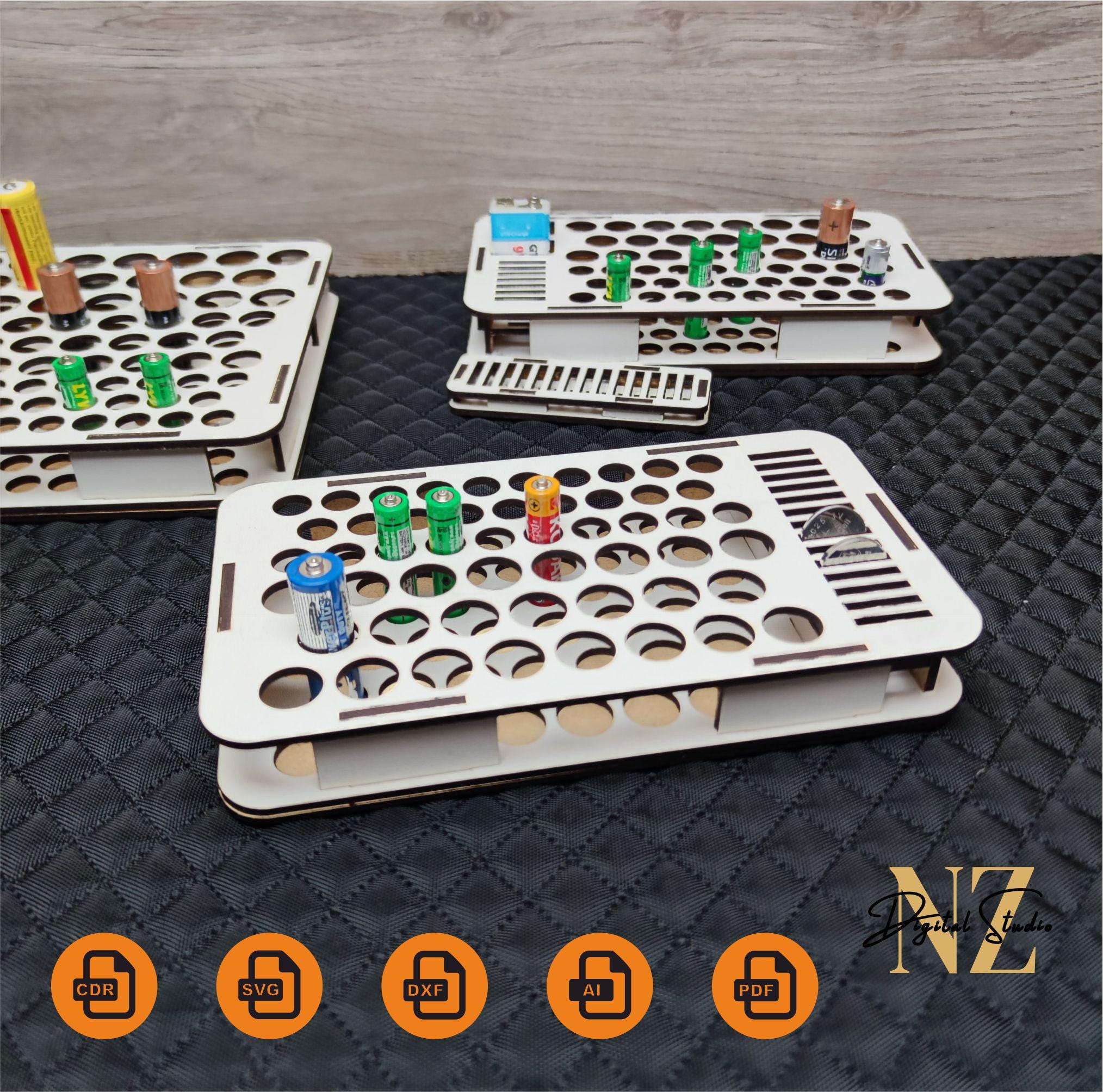 Digital File Set Battery Holder Laser Cut File Cdr Dxf Svg Eps Ai - Etsy