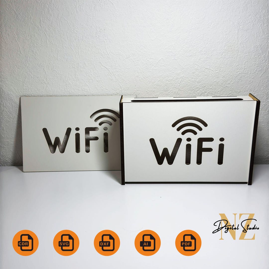Digital File Wifi Router Storage Box Dxf, Cdr, Svg, Wood Shelf Wall ...