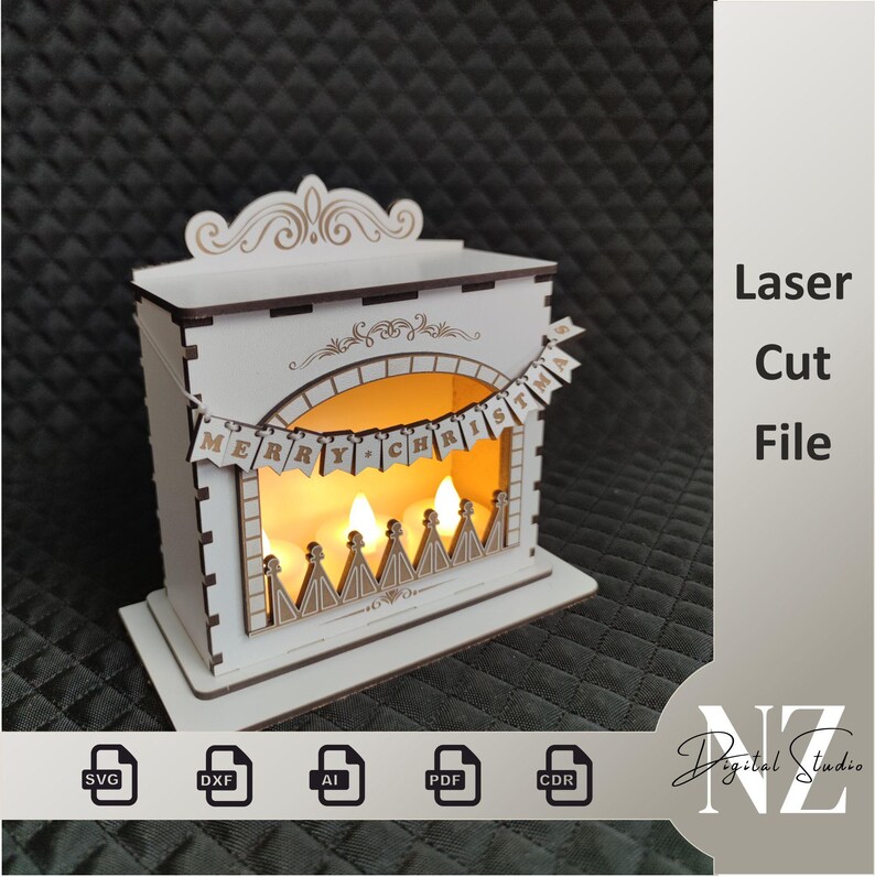 Christmas Fireplace, Laser Cut SVG DXF PDF Vector File for Glowforge ...