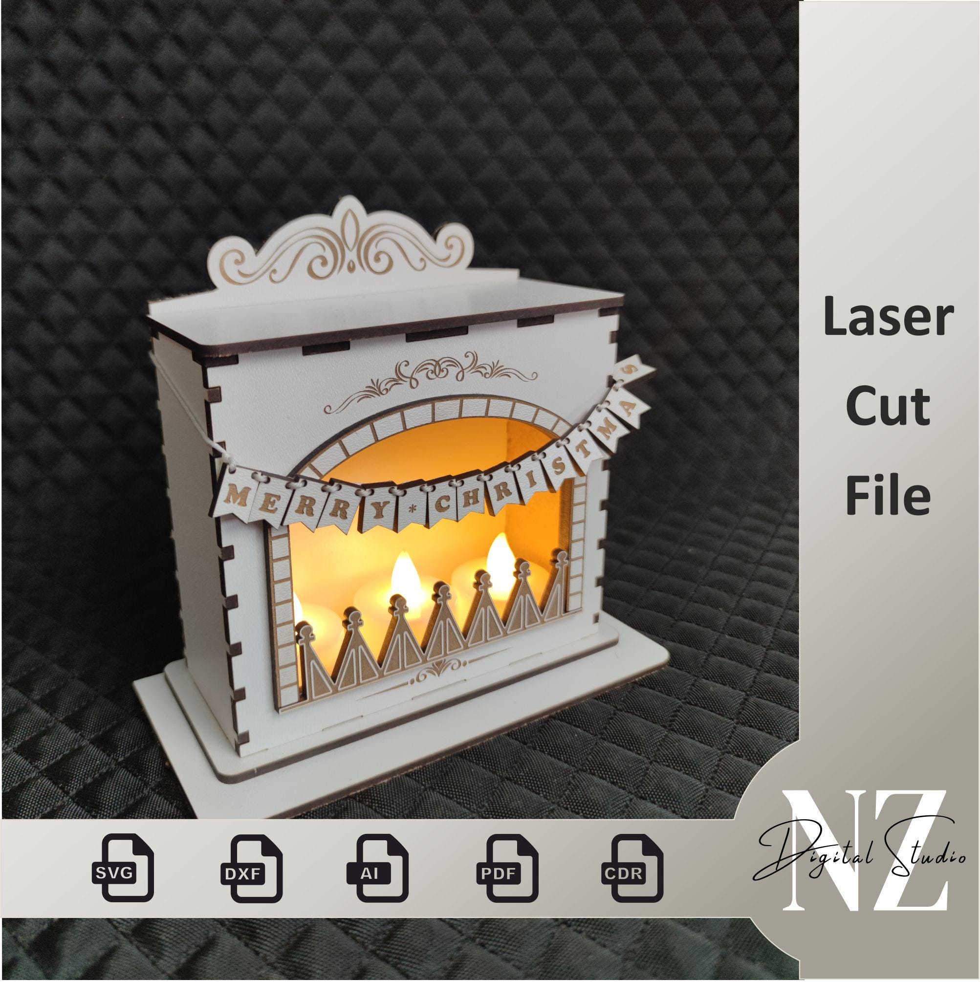 Christmas Fireplace, Laser Cut SVG DXF PDF Vector File for Glowforge ...