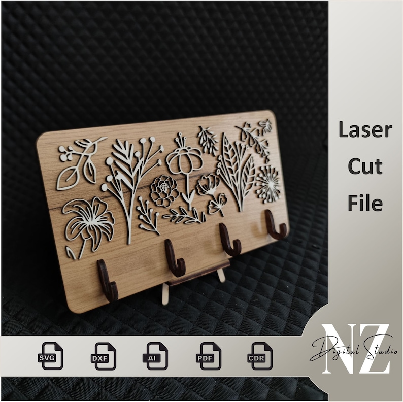 Laser Cut Wall Key Hanger Digital Files Dxf Pdf Svg Ai Cdr - Etsy